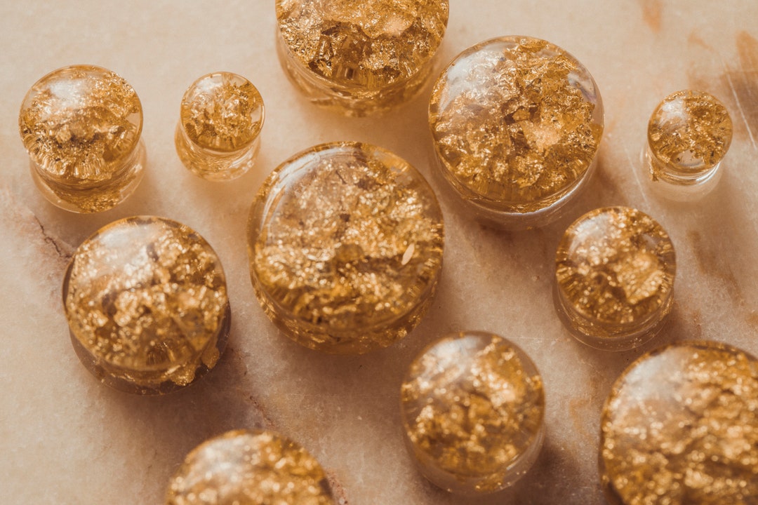 Golden Plugs "just Gold" - Handmade Plugs and Tunnel - Etsy