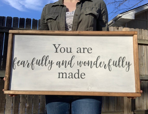 You Are Fearfully and Wonderfully Made Handmade Wood Sign | Etsy