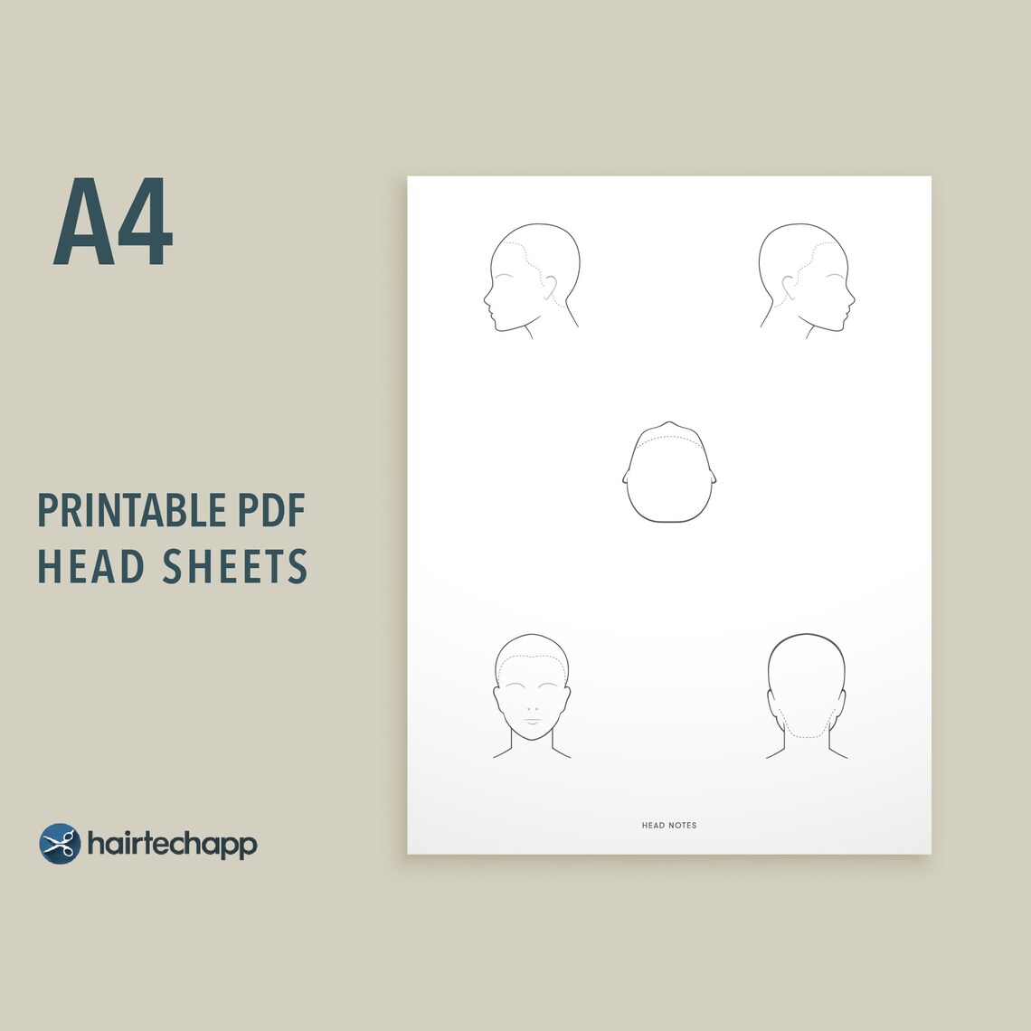 Haircutting Head Sheets PDF Template/ Printable Head Sheet / - Etsy