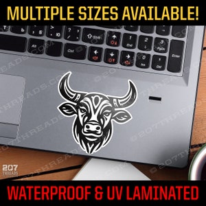 Bull Sticker, Tribal Bull Head Decal, Waterproof Vinyl, Gift for Cow ...