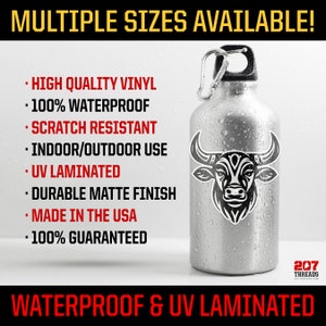 Bull Sticker, Tribal Bull Head Decal, Waterproof Vinyl, Gift for Cow ...