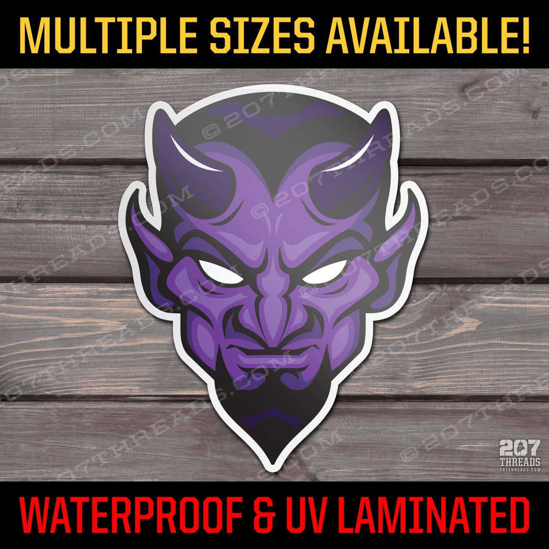 Purple Devil Sticker Demon Devils Mascot Decal Devil Face Logo College ...