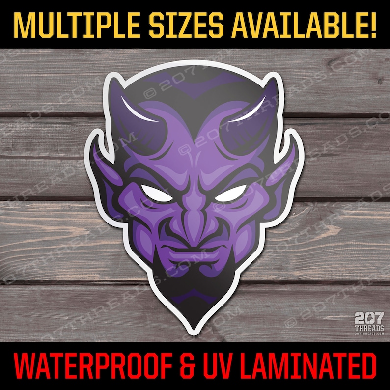 Purple Devil Sticker Demon Devils Mascot Decal Devil Face Logo - Etsy