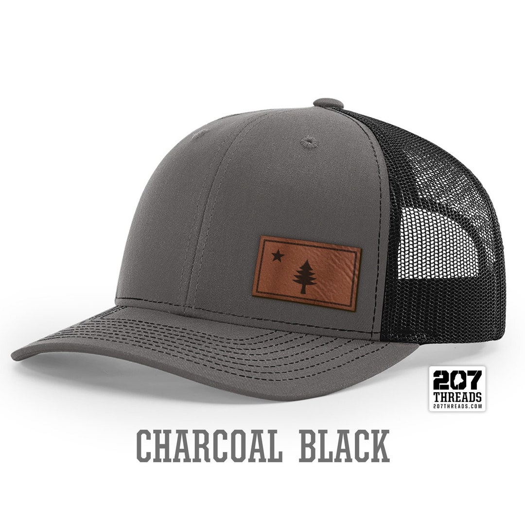 Maine Flag Trucker Hat, Original 1901 Vintage Maine Patch Hat, Leather ...