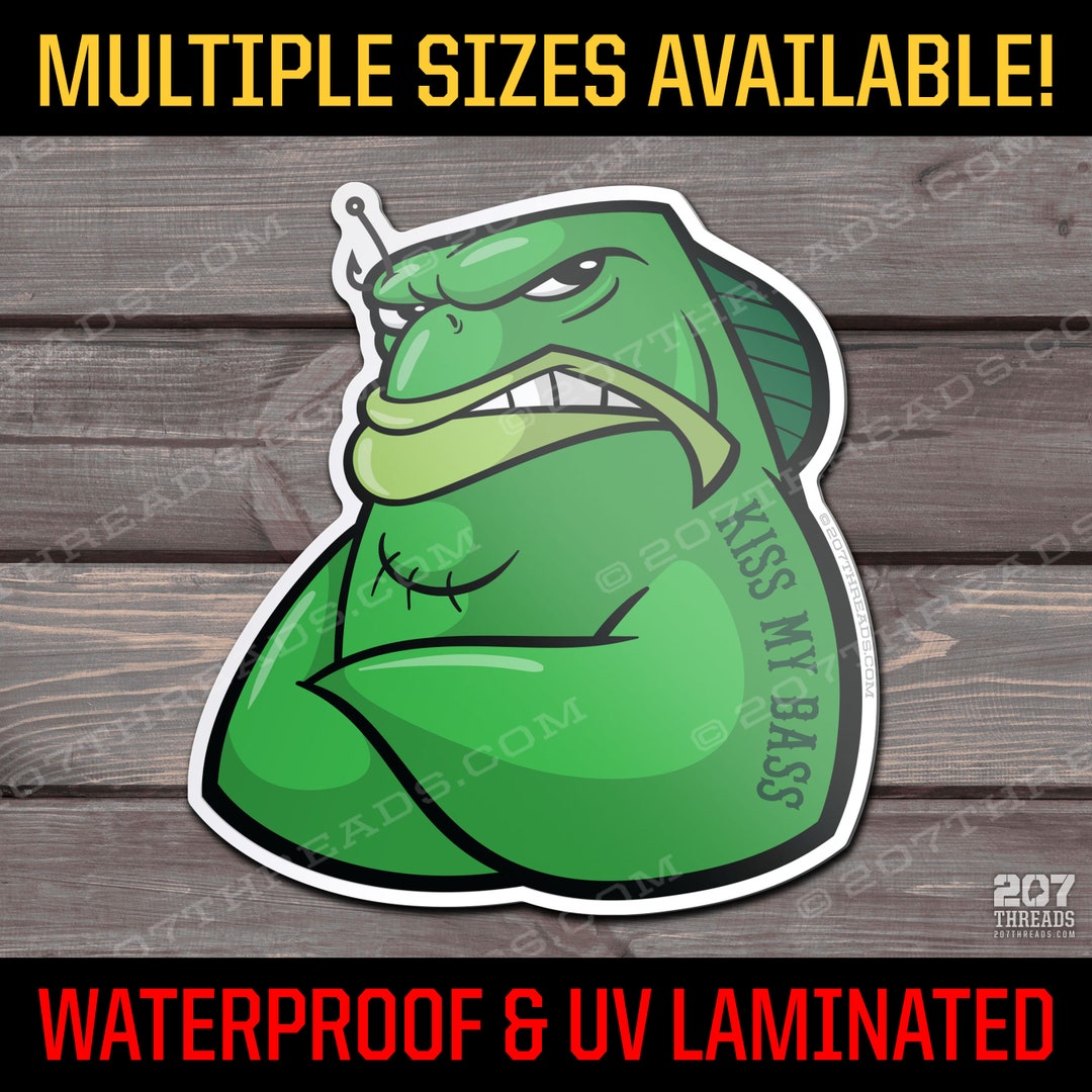 Largemouth Bass Sticker, Kiss My Bass Fishing Decal, Waterproof Vinyl ...