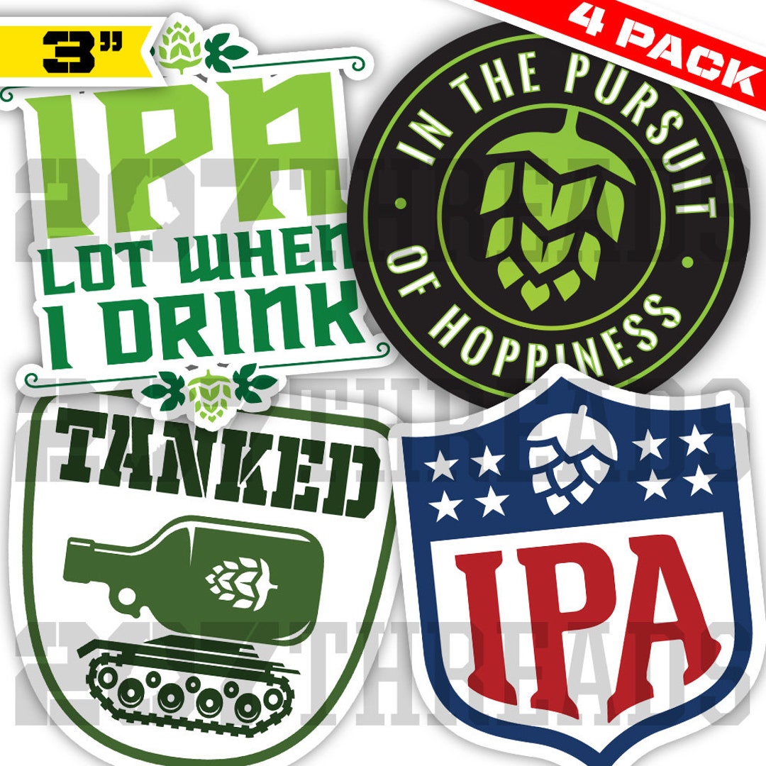 4 PACK - 3" Craft Beer Stickers Pack. Lot of 4 Cool IPA India Pale Ale ...