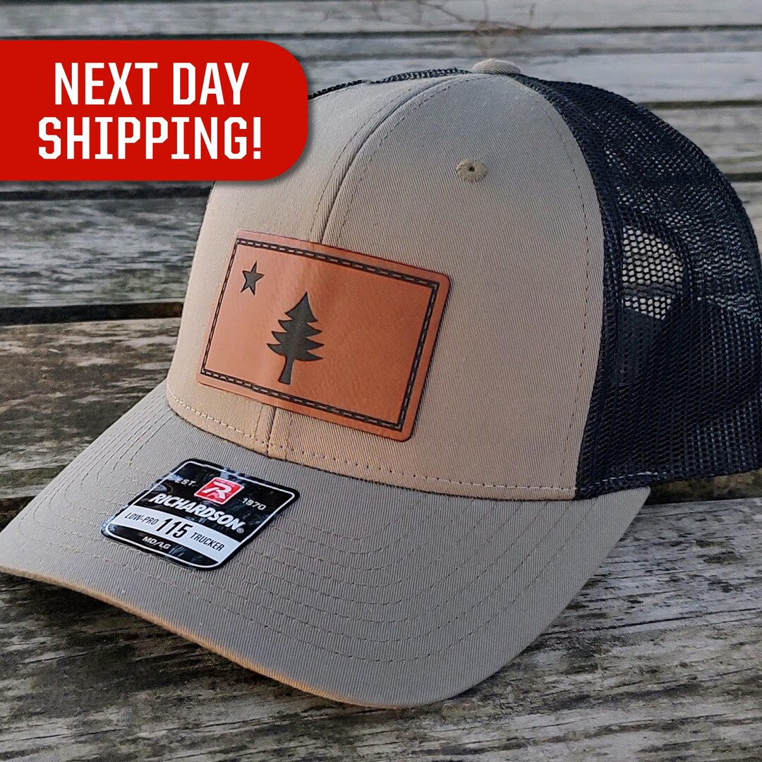 Original Maine Flag Hat, Vintage Maine Patch Hat, Maine Leather Patch ...