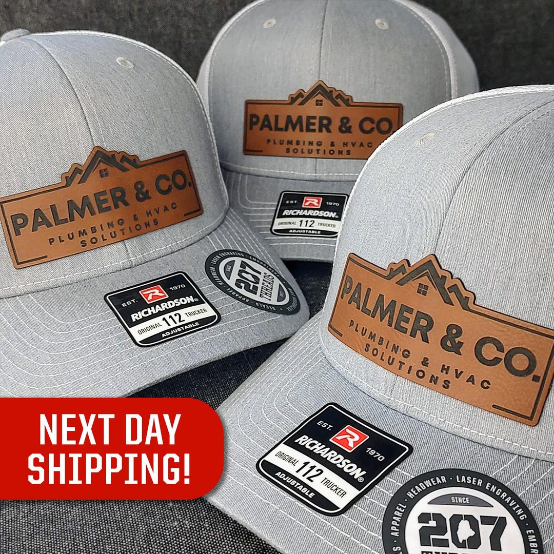 Custom Trucker Leather Patch Hat for Your Company Brand, Laser Engraved ...