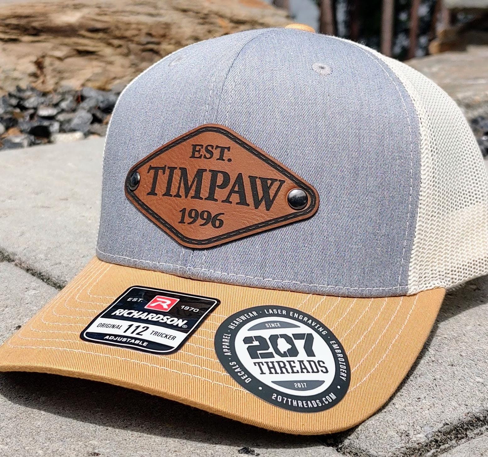 Custom Papa Hat, New Papa Gift, Est Date Papa Dad Custom Year Riveted ...
