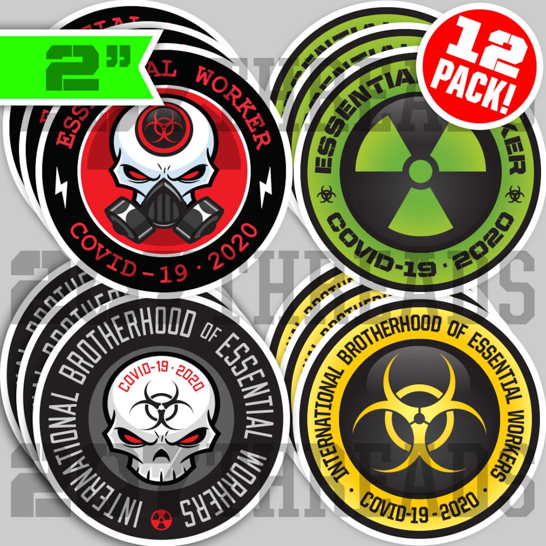 12 PACK 2 Essential Worker Hard Hat Sticker VARIETY Pack, Nuclear Toxic ...