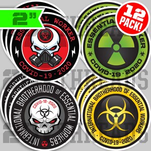 12 PACK 2 Essential Worker Hard Hat Sticker VARIETY Pack, Nuclear Toxic ...