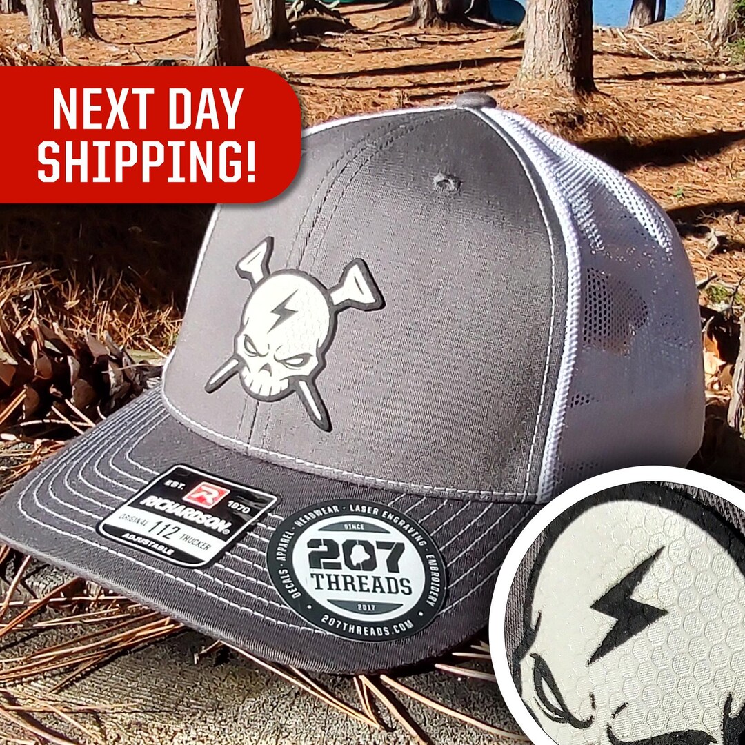 Golf Hat, Skull & Crossed Tees Golf Trucker Hat Golf Ball Pattern Patch ...