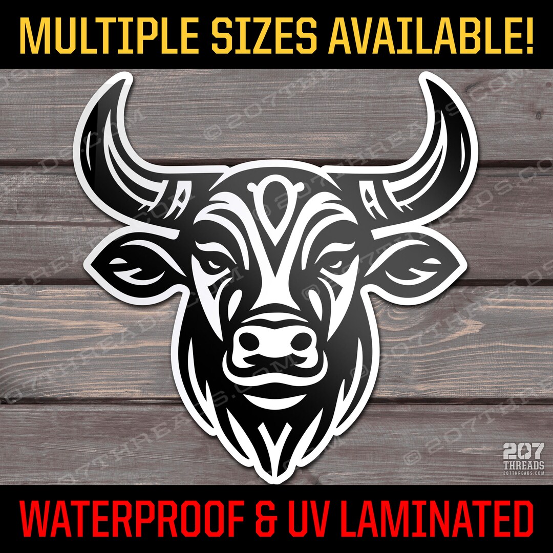 Bull Sticker, Tribal Bull Head Decal, Waterproof Vinyl, Gift for Cow ...