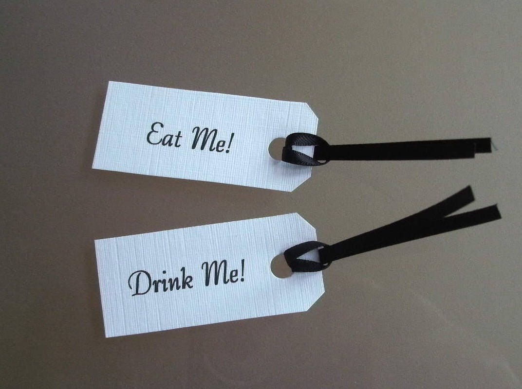 Pack of 10 Gift Tags Eat Me & Drink Me White Ivory Light - Etsy UK