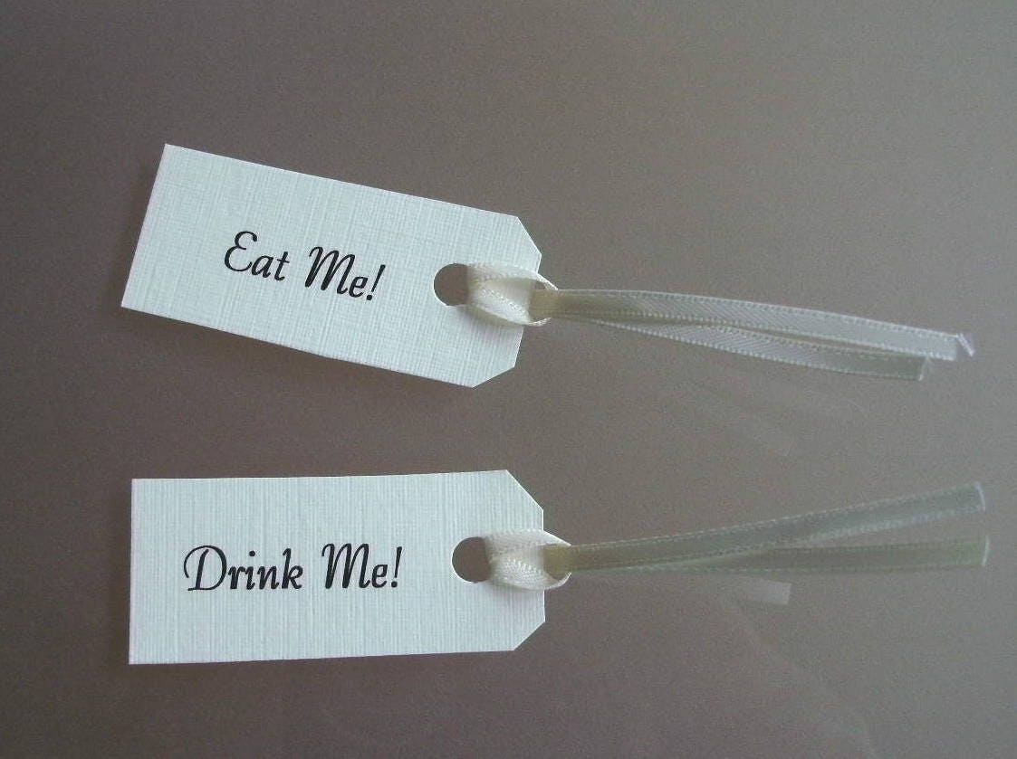 Pack of 10 Gift Tags Eat Me & Drink Me White Ivory Light - Etsy UK