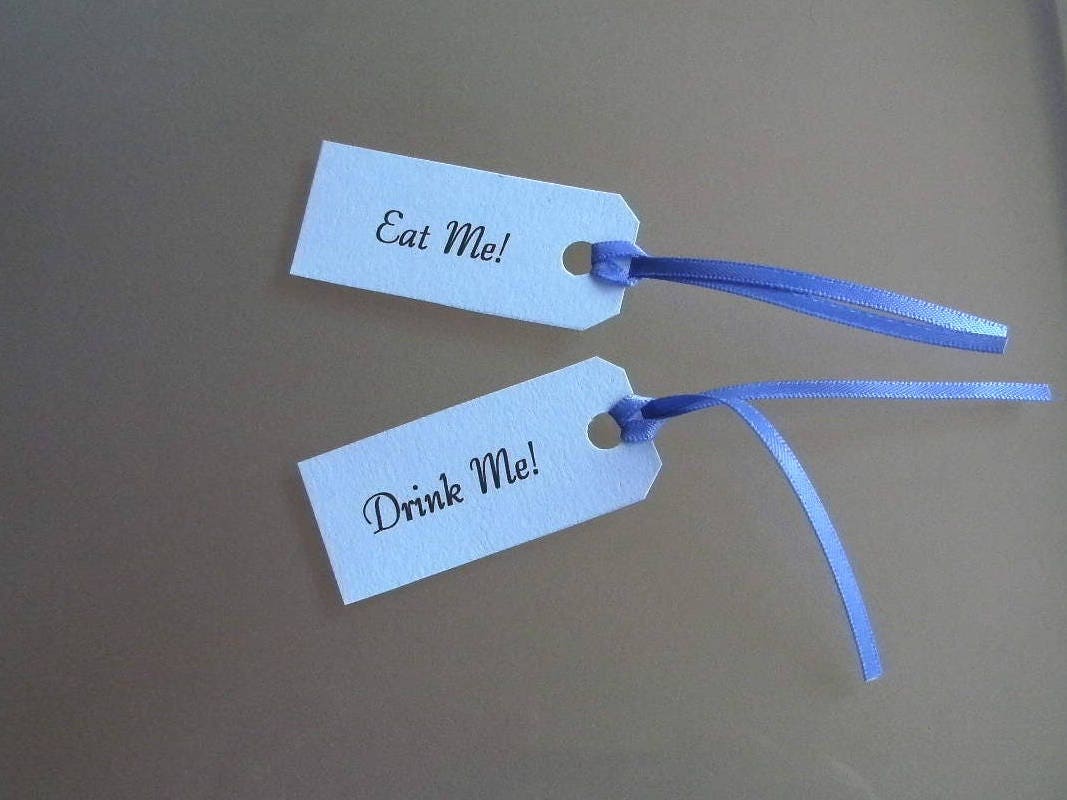 Pack of 10 Gift Tags Eat Me & Drink Me White Ivory Light - Etsy UK