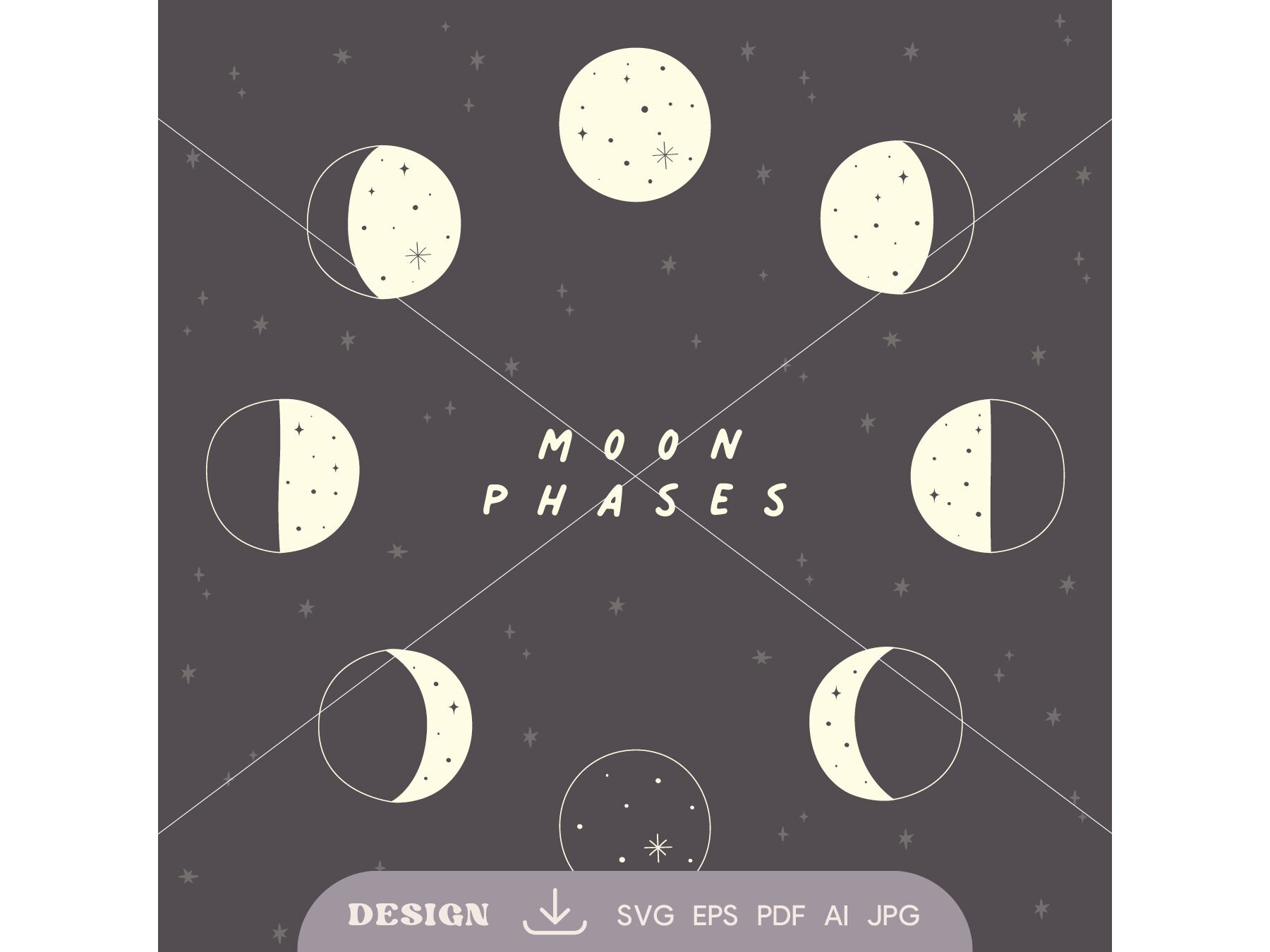 Digital SVG Download Moon Phases / Moon / Illustration / Digital File ...