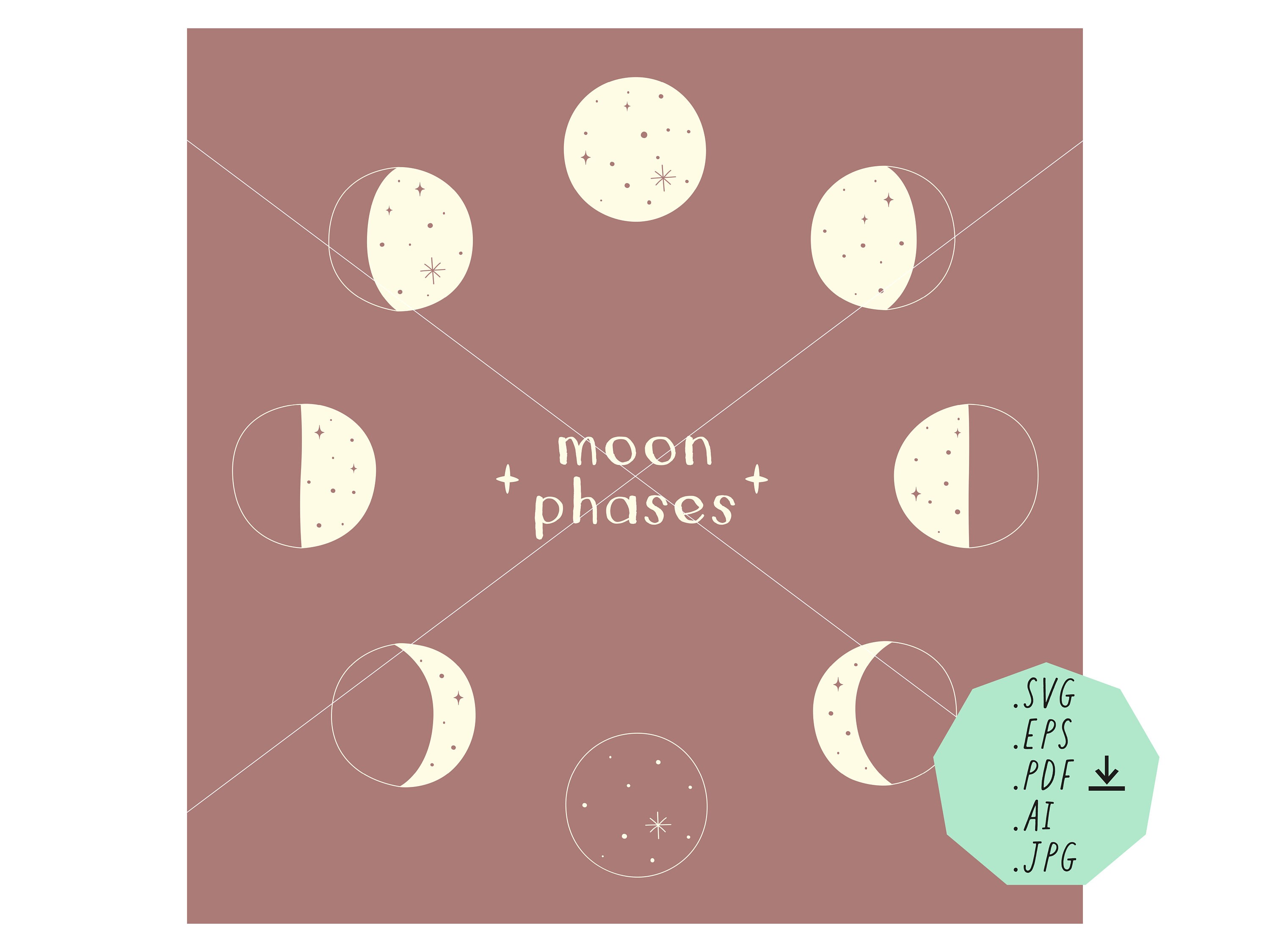 Digital SVG Download Moon Phases / Illustration / Digital File - Etsy