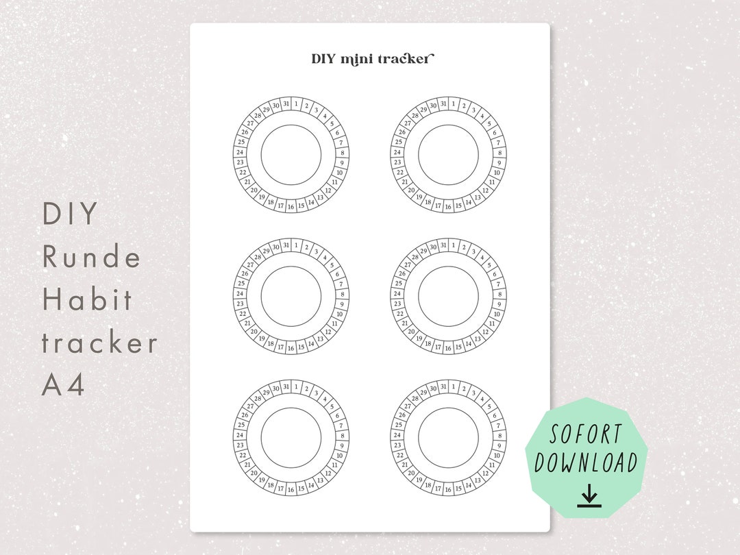 DIY Mini Tracker / Round Habit Tracker / Do It Yourself / A4 / Template ...