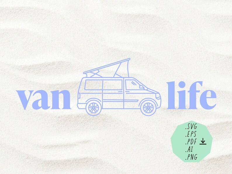 Digital SVG Download Van Life / Blue Camping VW Bus / Digital File ...