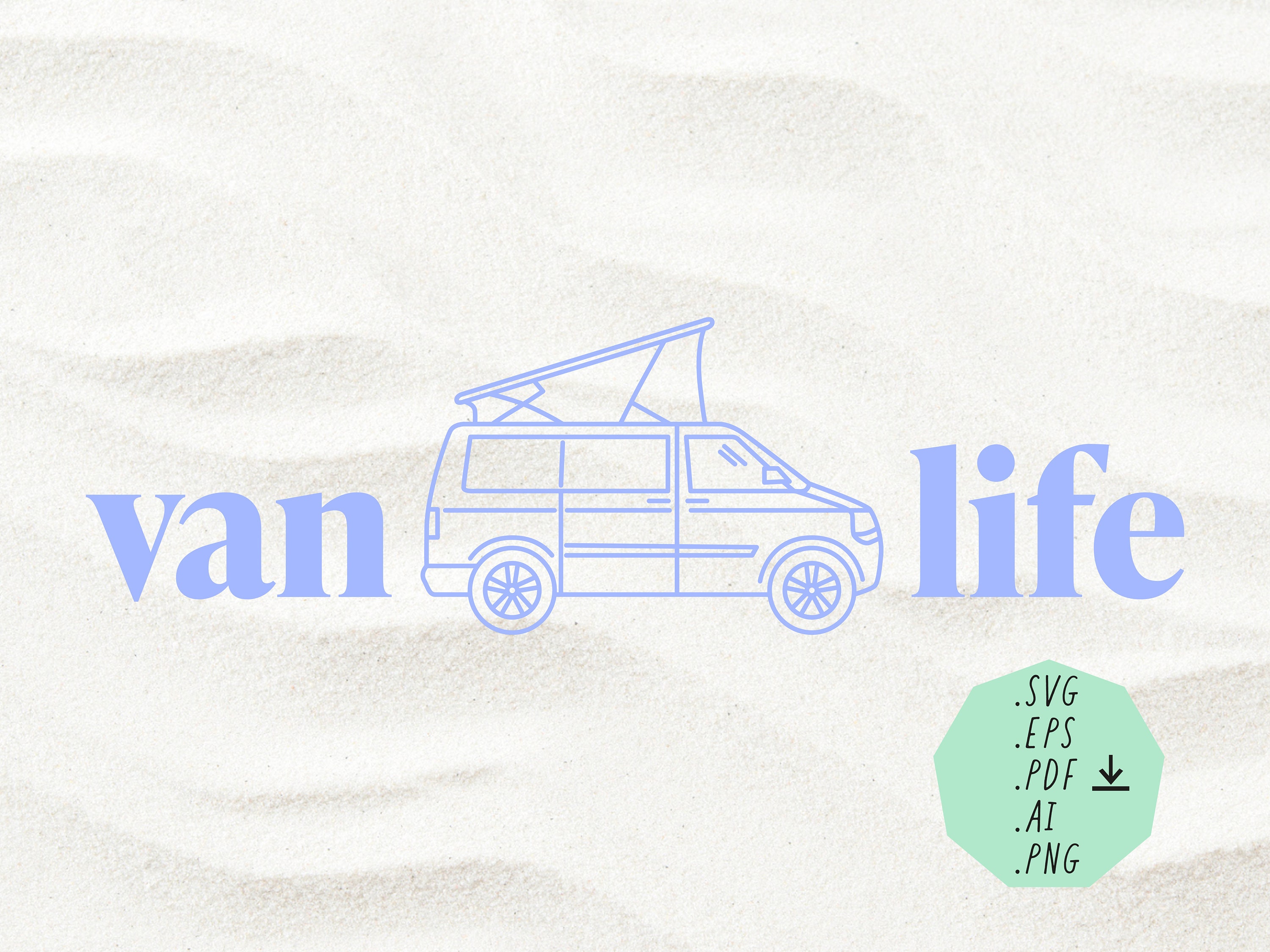 Digital SVG Download Van Life / Blue Camping VW Bus / Digital File ...