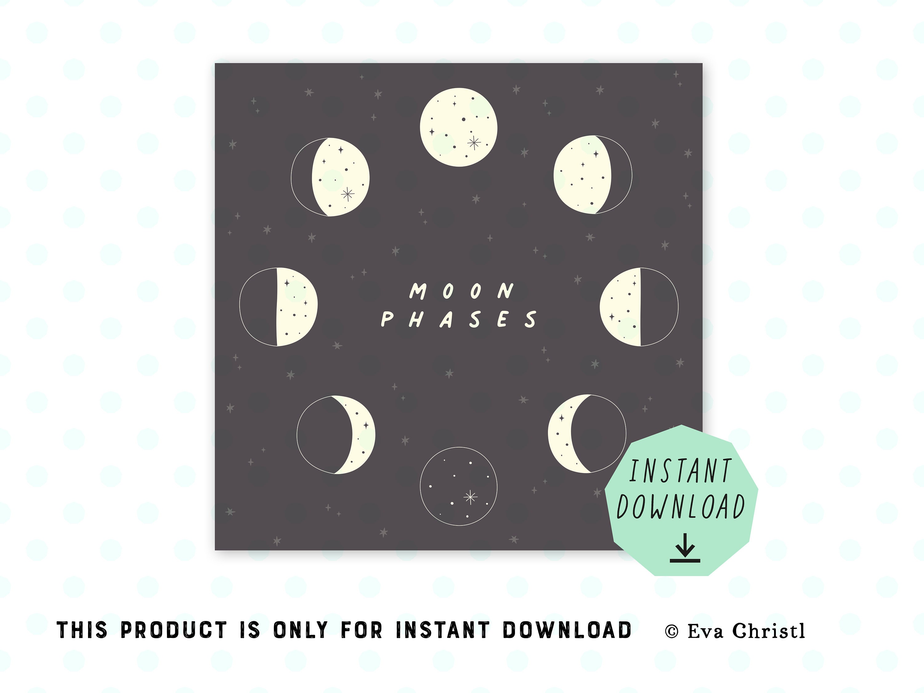 Digital SVG Download Moon Phases / Moon / Illustration / Digital File ...