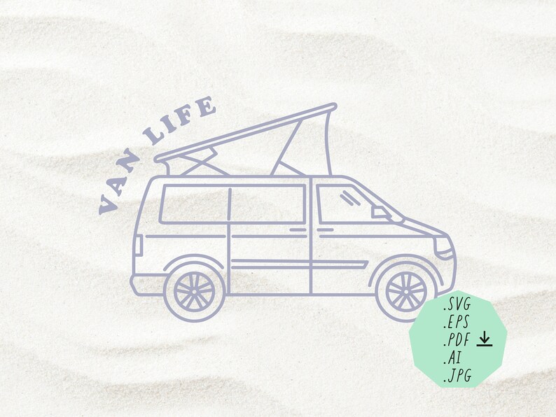 Digital SVG download Van Life / Grey Camping VW Bus / digital - Etsy