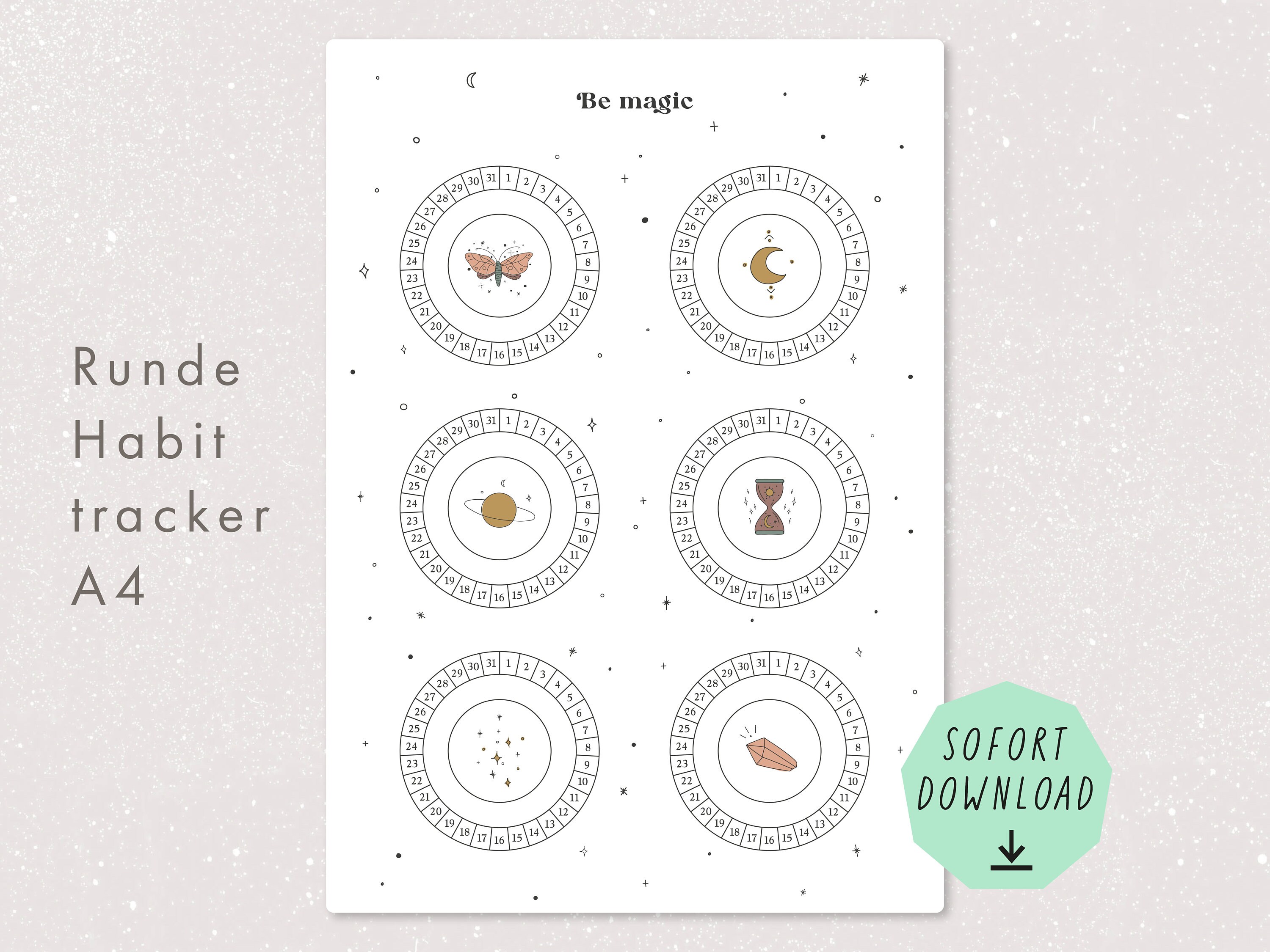 Mini Magic Tracker / Round Habit Tracker / Witch / Calendar / A4 ...