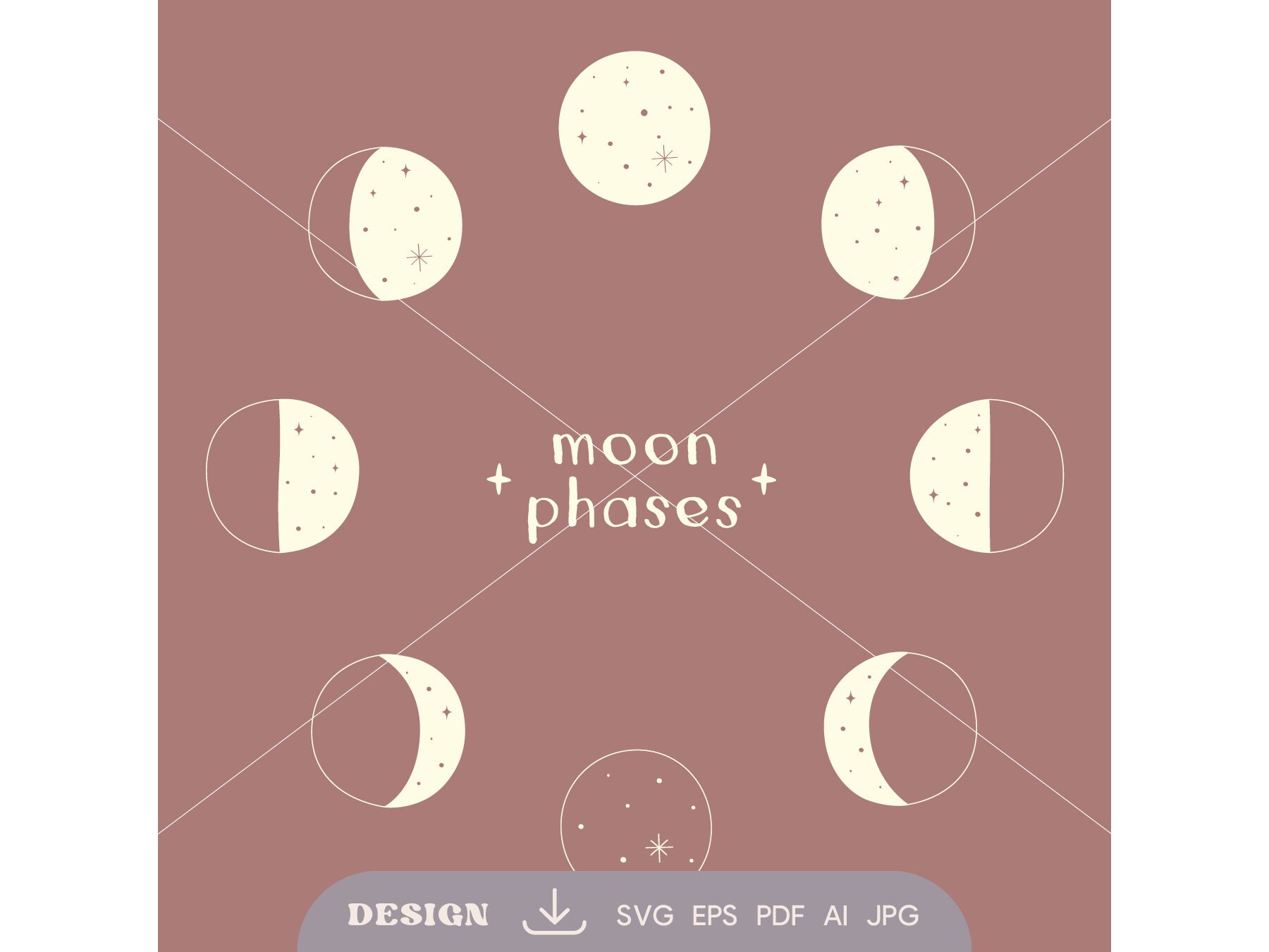 Digital SVG Download Moon Phases / Illustration / Digital File ...