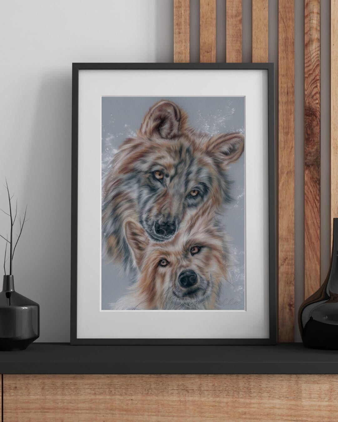 Original Wolf & Cub Pastel Drawing: Signed Spirit Animal Art - Etsy