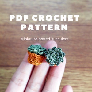 Crochet Miniature Succulent PATTERN - Teeny Tiny Potted Plant - Crochet ...
