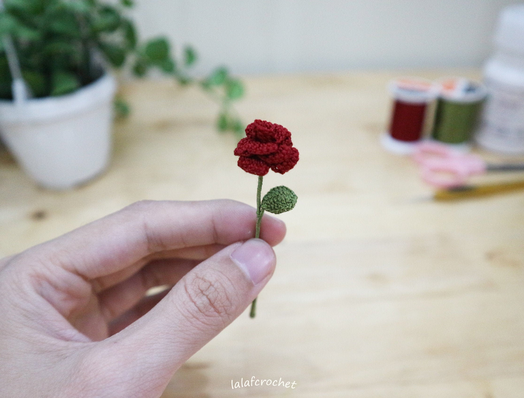Miniature Crochet Rose Dollhouse Flowers Collectible Fairy | Etsy