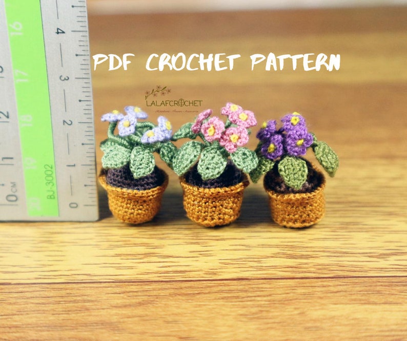 CROCHET PATTERN Mini Potted Violet Crochet Little Flower Pot - Etsy