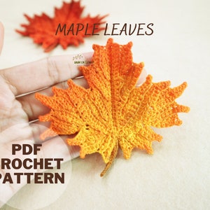 Crochet Maple Leaf Pattern: Fall Applique, Motif (PDF Pattern) - Etsy