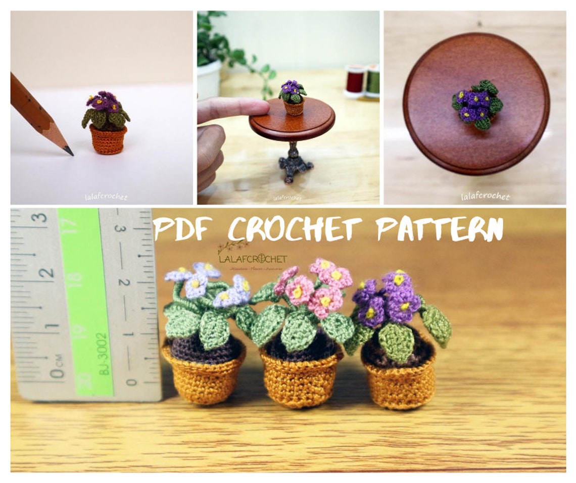 CROCHET PATTERN Mini Potted Violet Crochet Little Flower Pot - Etsy