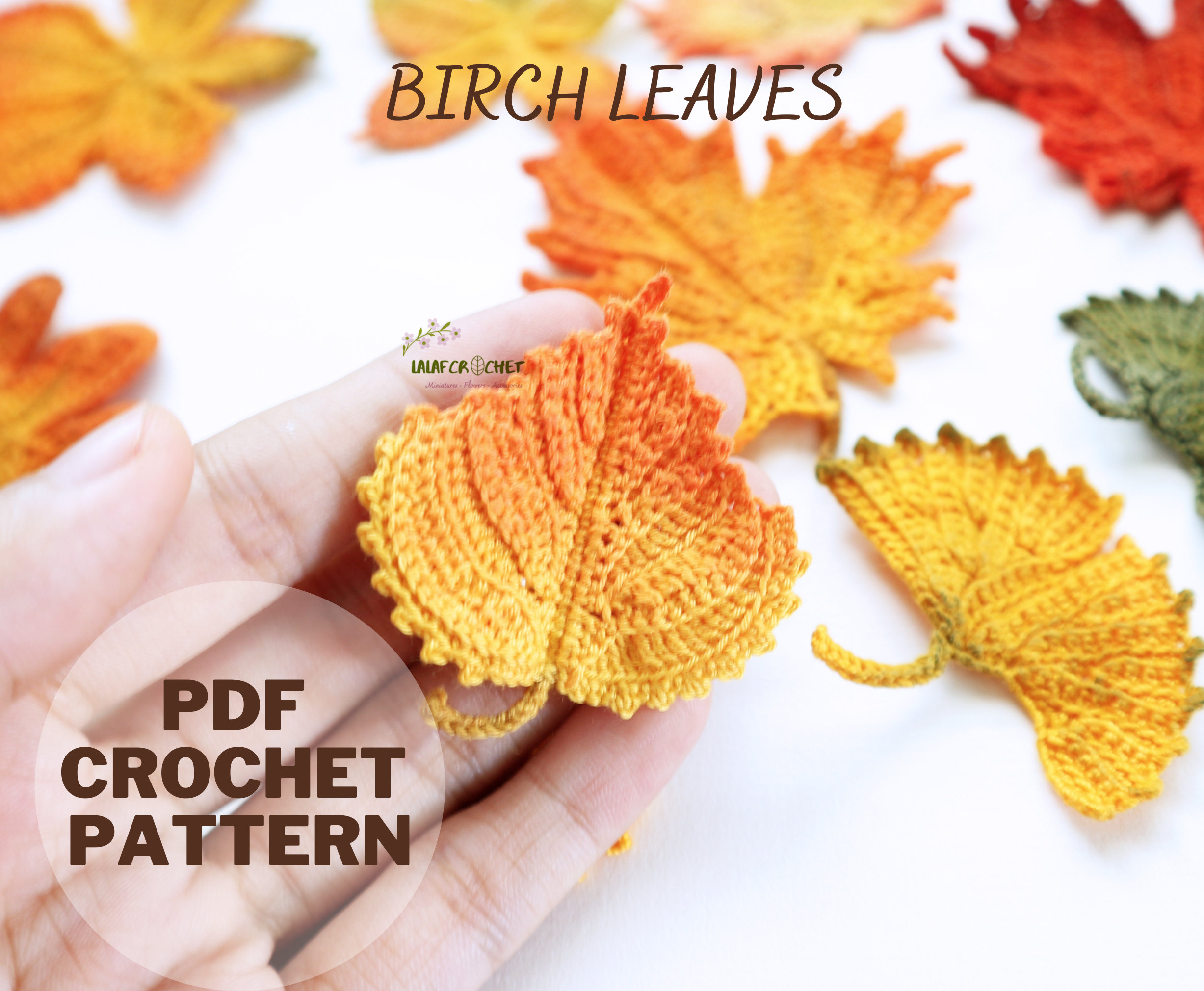 Crochet Birch Leaf Applique Pattern: Realistic Autumn Motif (PDF ...