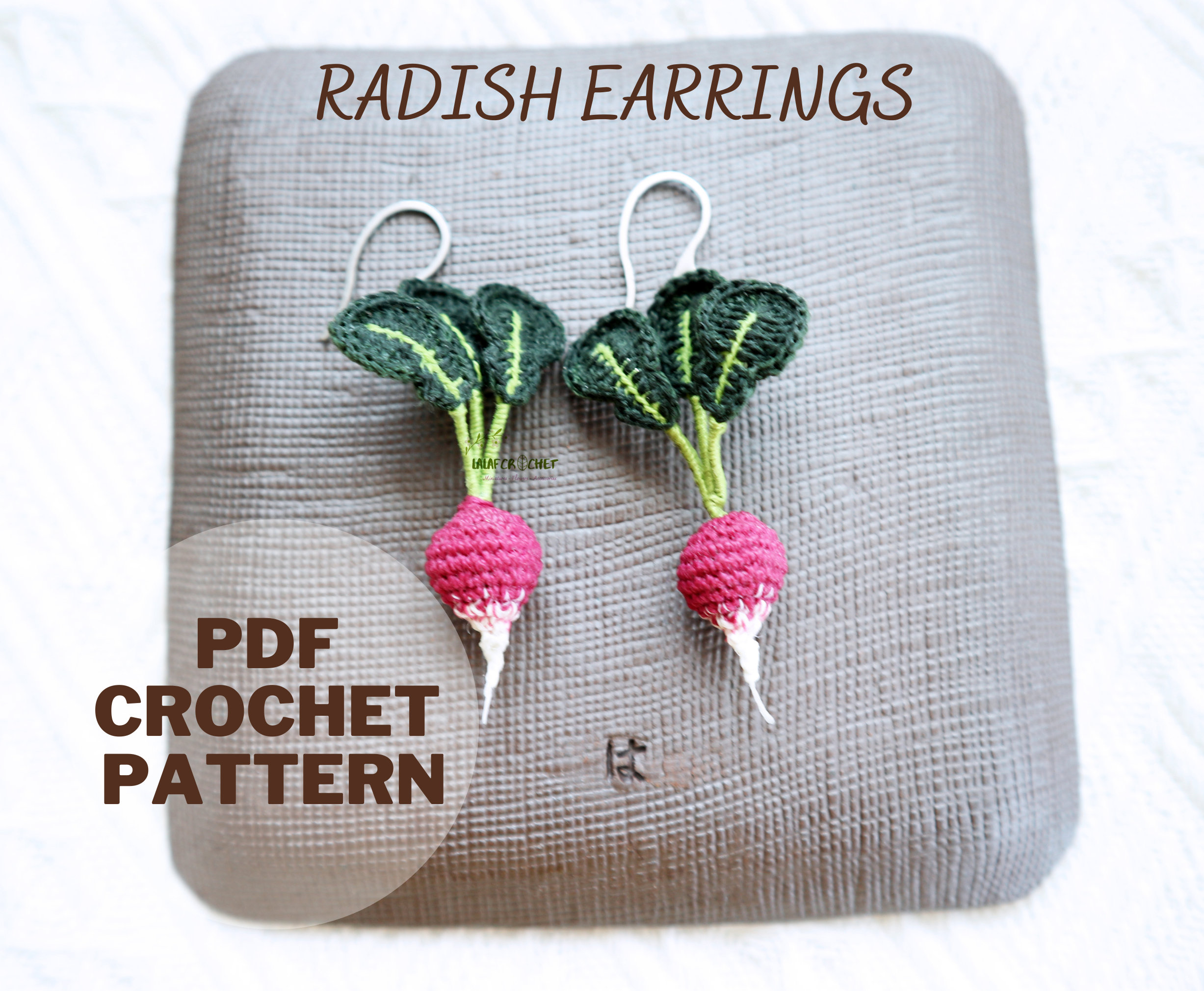 Crochet Radish Earrings PATTERN PDF Crochet Vegetable - Etsy