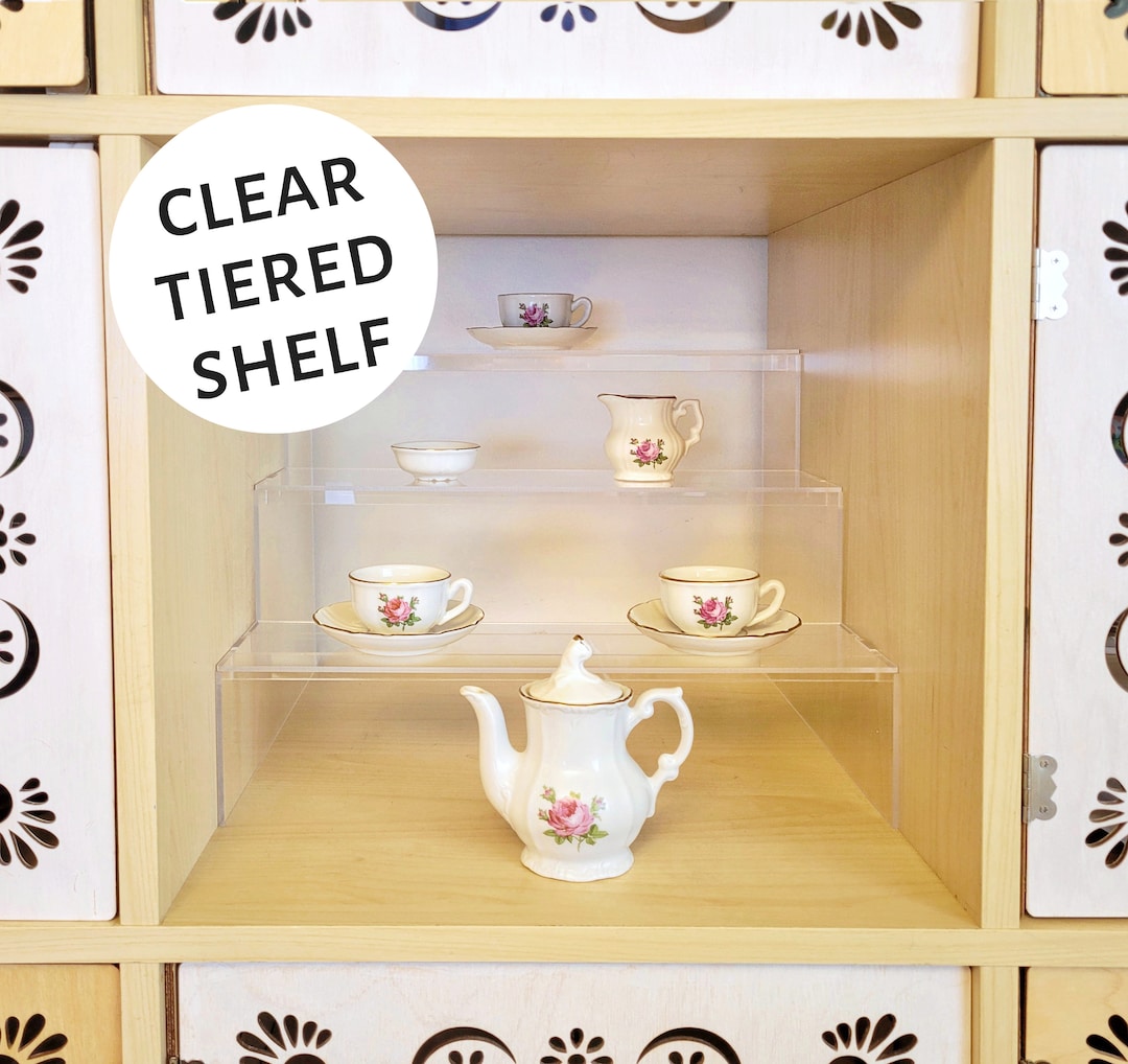 Tiered Display Shelf - 3 Tiers, 4 Levels, Clear Acrylic, for Cube Shelf ...