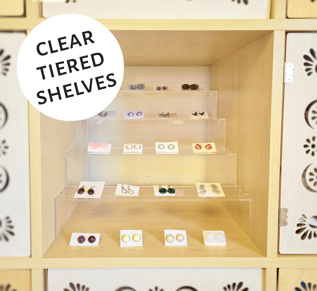Tiered Display Shelf - 4 Tiers, 5 Levels, Clear Acrylic, for Cube Shelf ...