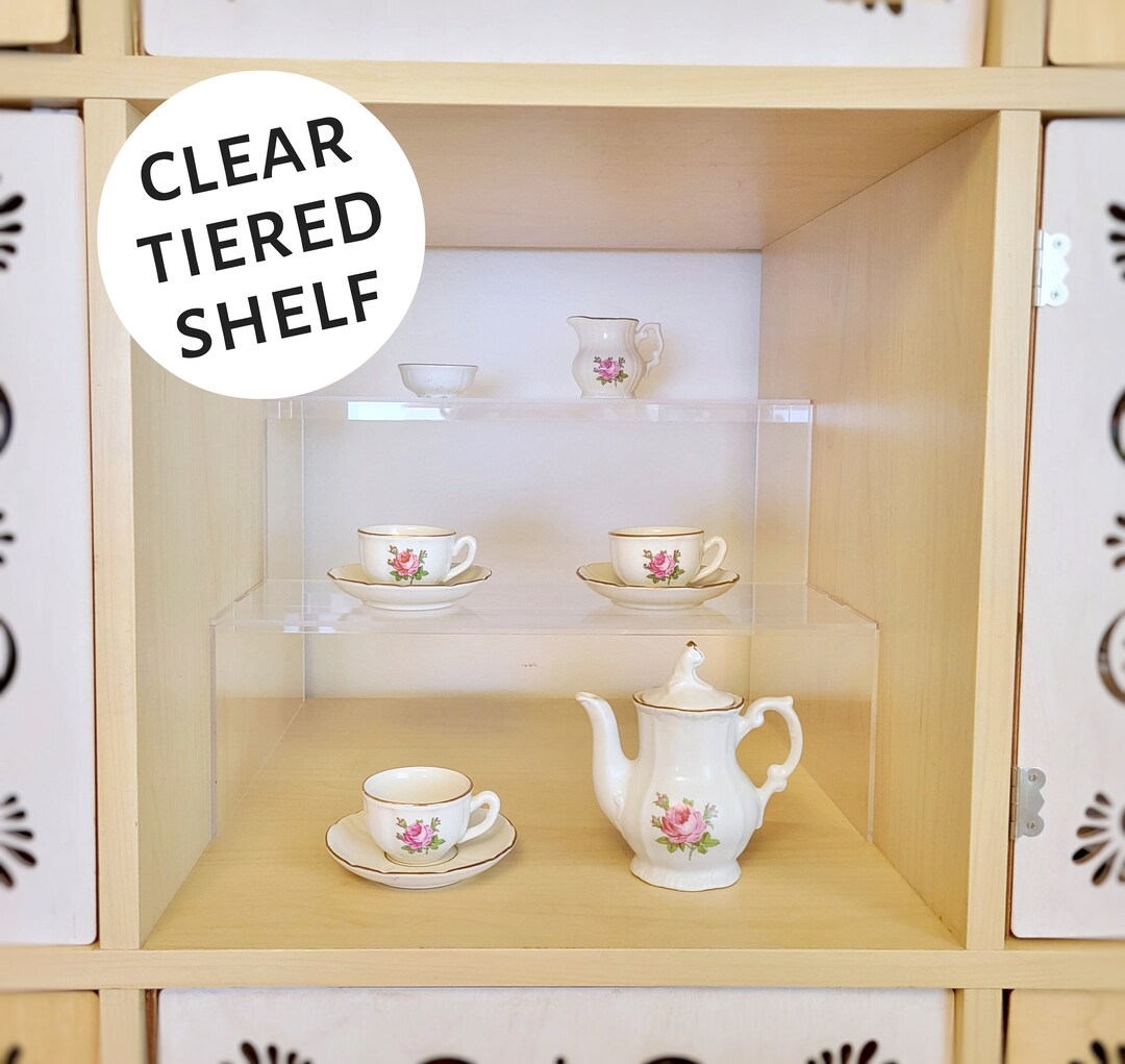 Tiered Display Shelf - 2 Tiers, 3 Levels, Clear Acrylic, for Cube Shelf ...