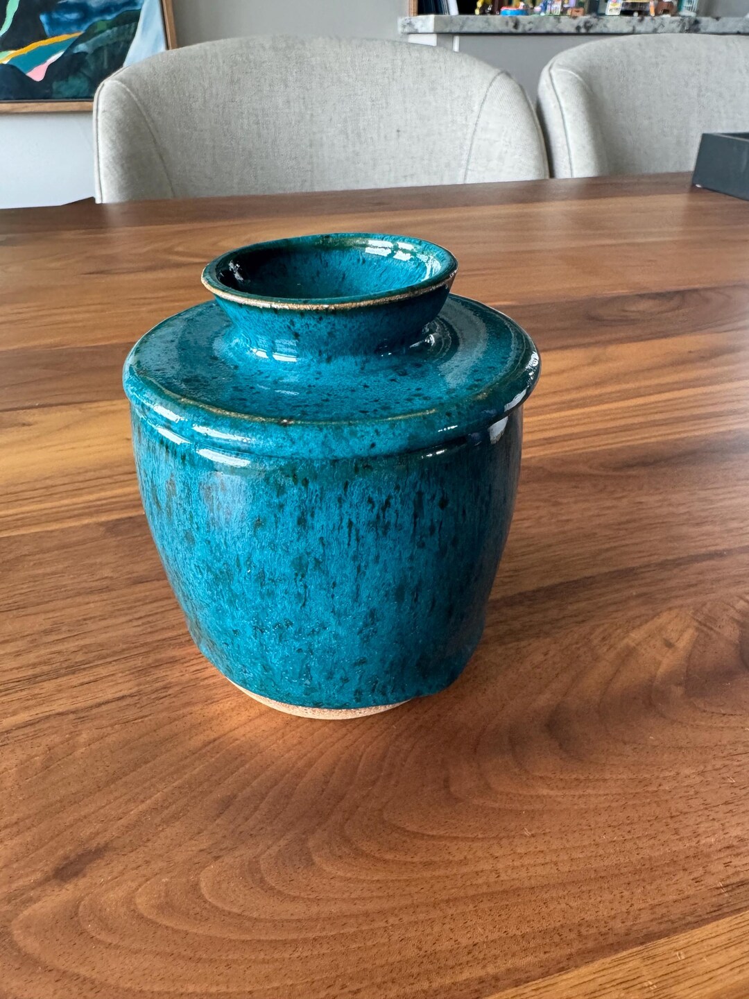 Ceramic Butter Crock, Teal Glaze, French Butter Dish, Butter Keeper ...