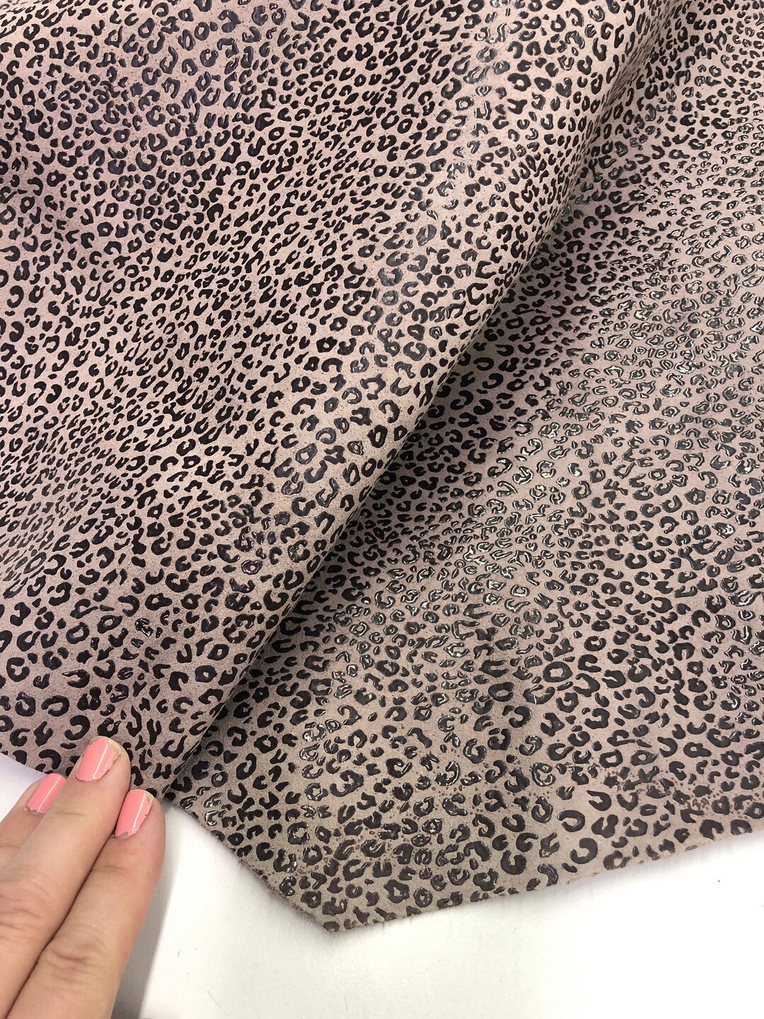 LEATHER 10"x10" Leopard Genuine Calfskin Suede/baby LEOPARD Print ...