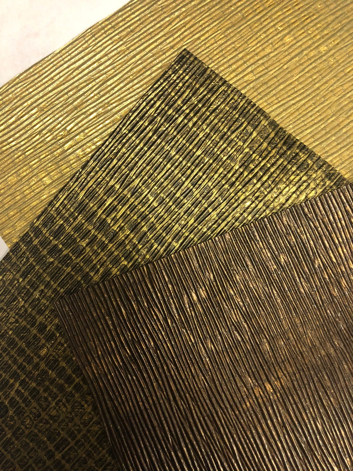 GENUINE LEATHER Metallic SHEETS Gold Antique Gold Bronze | Etsy