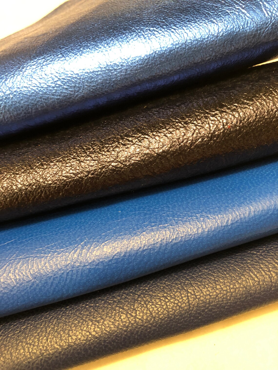 LEATHER BLUE GENUINE Leather set/4 crafting sheets/royal blue | Etsy