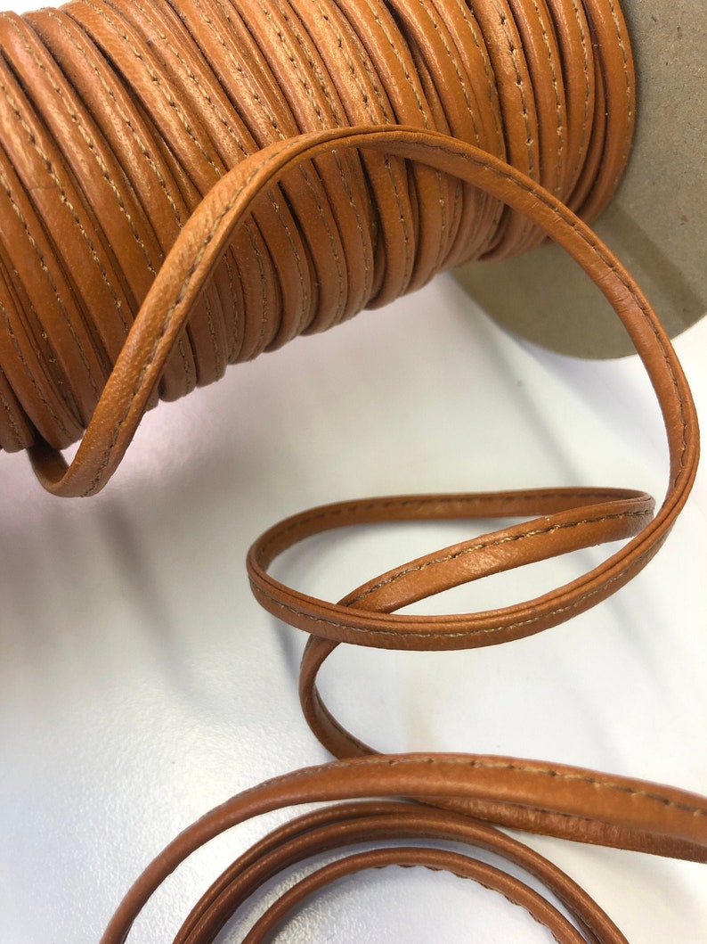 Tan 3/16 LEATHER STITCHED LEATHER Drawstring Leather - Etsy