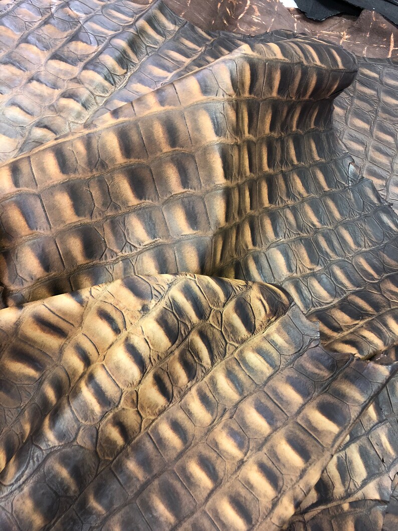 Croco LEATHER ALLIGATOR Print/genuine Leather Hide Printed Crocodile ...