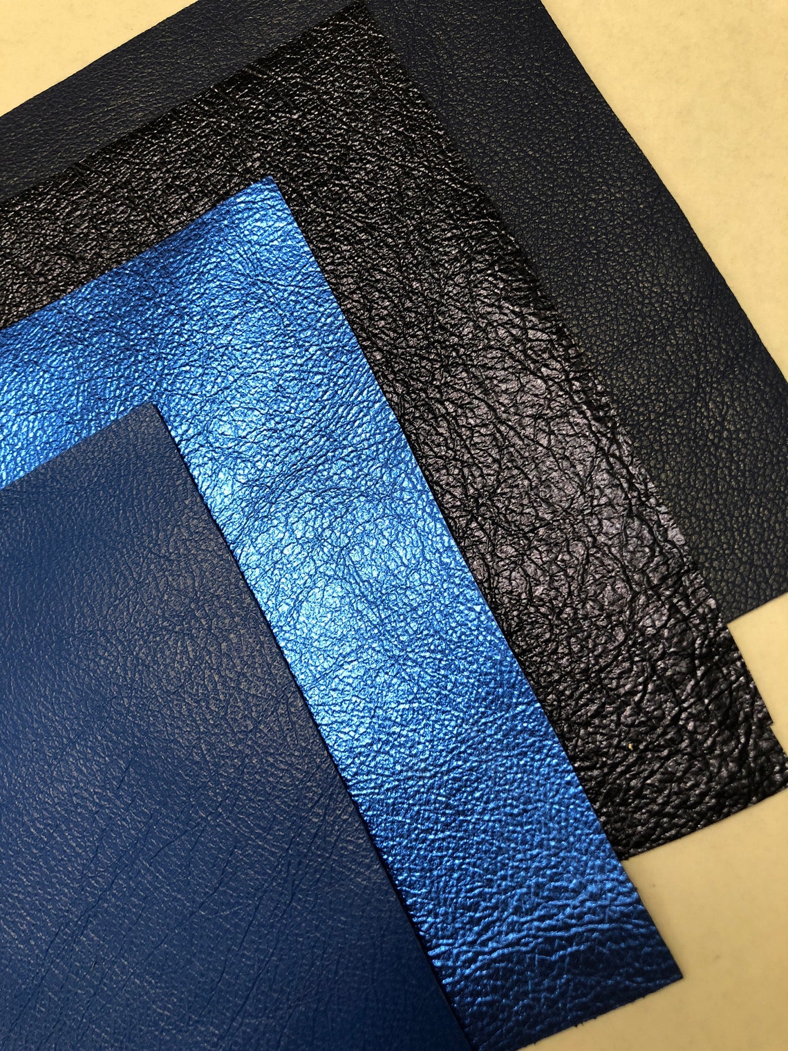 LEATHER BLUE GENUINE Leather set/4 crafting sheets/royal blue | Etsy