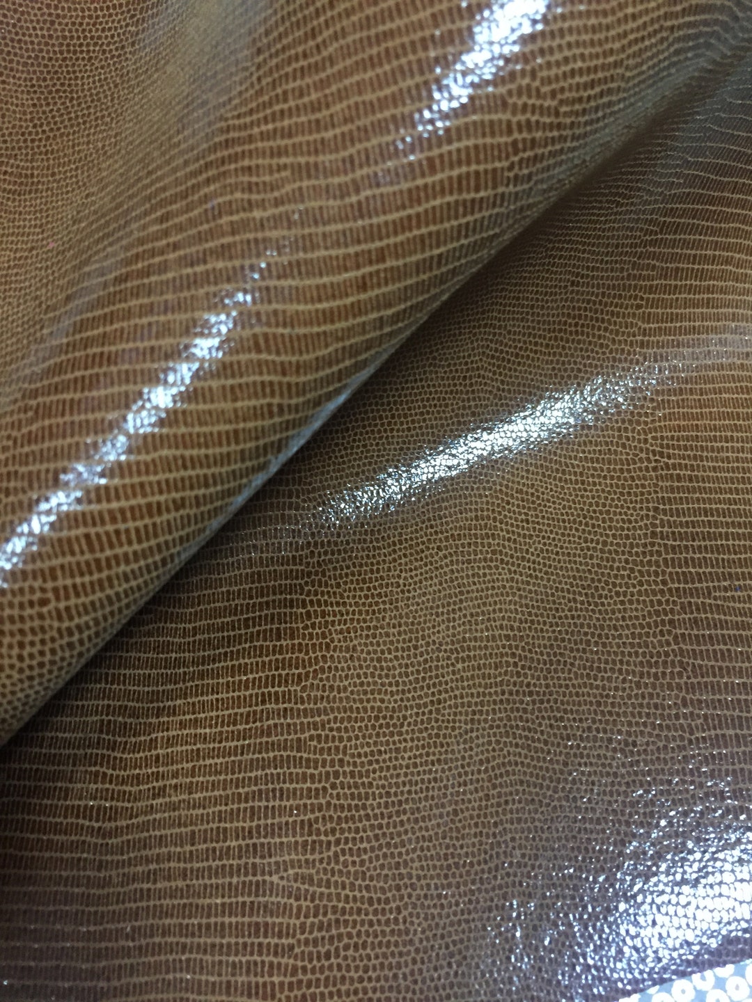 GENUINE Cognac Color Printed Liard Leather 10"x10", Perfect for Small ...