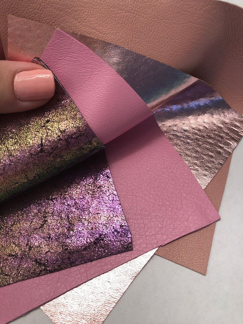 LEATHER PINK Real Genuine Leather/ Set 4 Pc/ Choose Your Size - Etsy