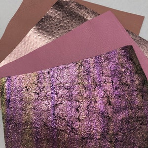 LEATHER, PINK Real Genuine Leather/ Set 4 Pc/ Choose Your Size or Get ...